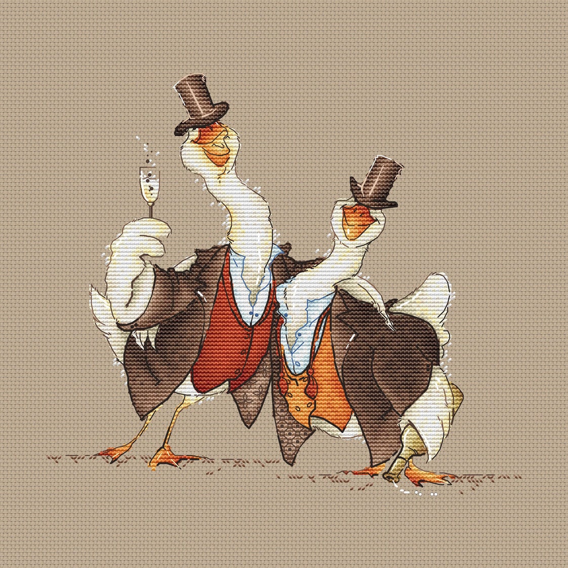 Two Geese Cross Stitch Pattern Gentleman Cross Stitch Two Friends ...