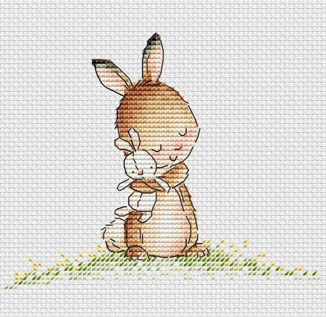 Bunny Love Cross Stitch Pattern Bunny Cross Stitch Chart Baby - Etsy