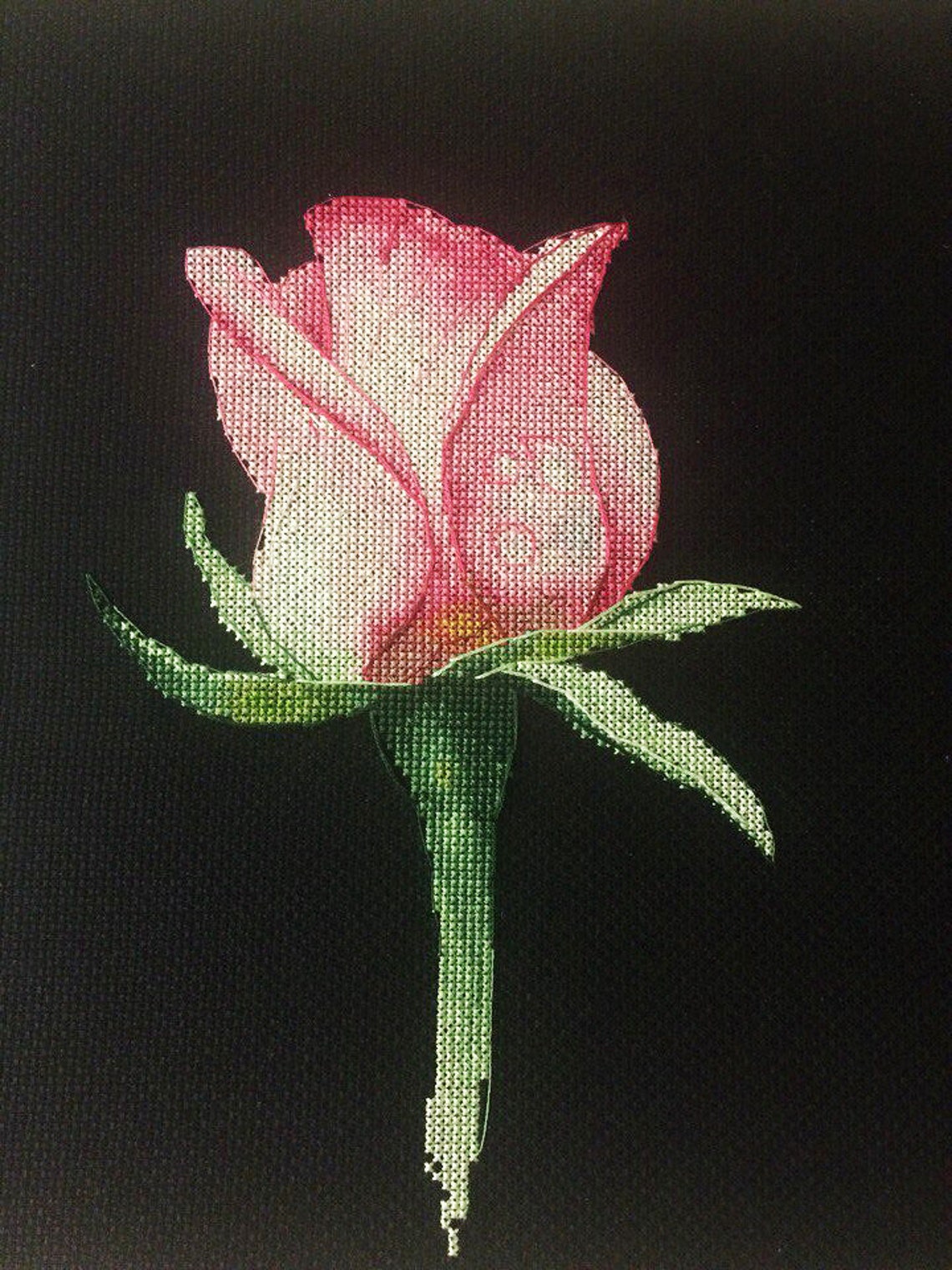 Pink rose cross stitch pattern single rose cross stitch | Etsy