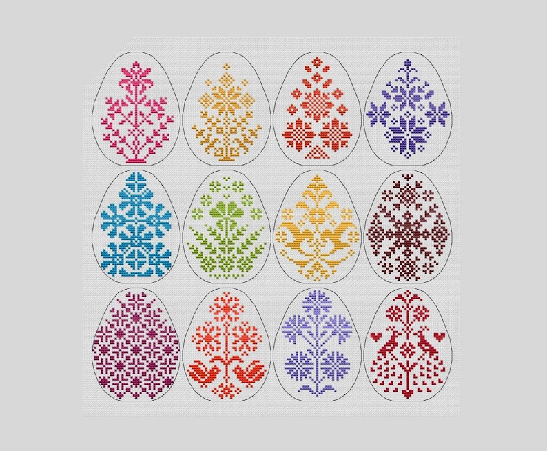 Easter Egg Design Cross Stitch Pattern - Etsy
