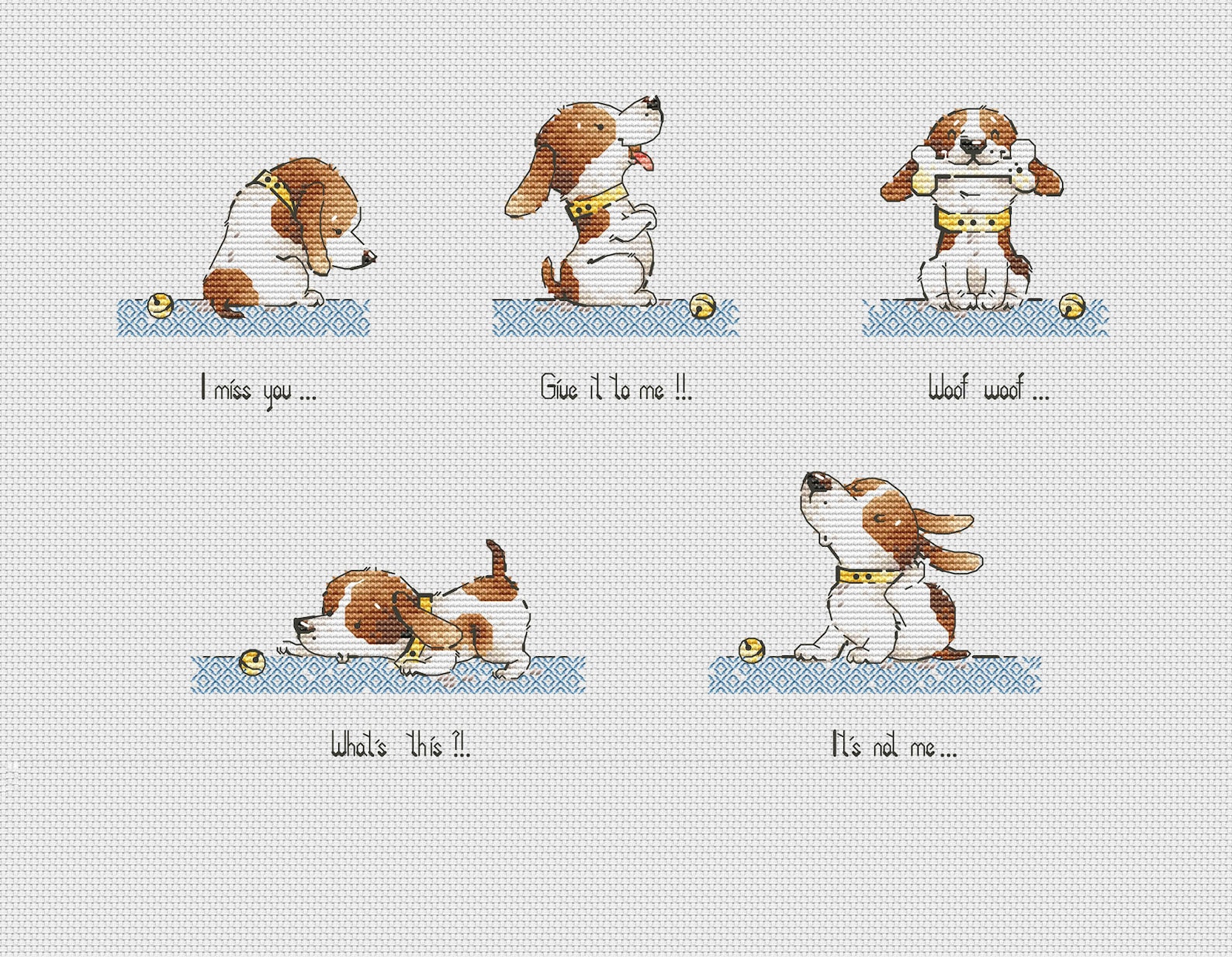 Cute Puppy Cross Stitch Pattern Set of 5 Puppy Patterns Gift for Dog ...