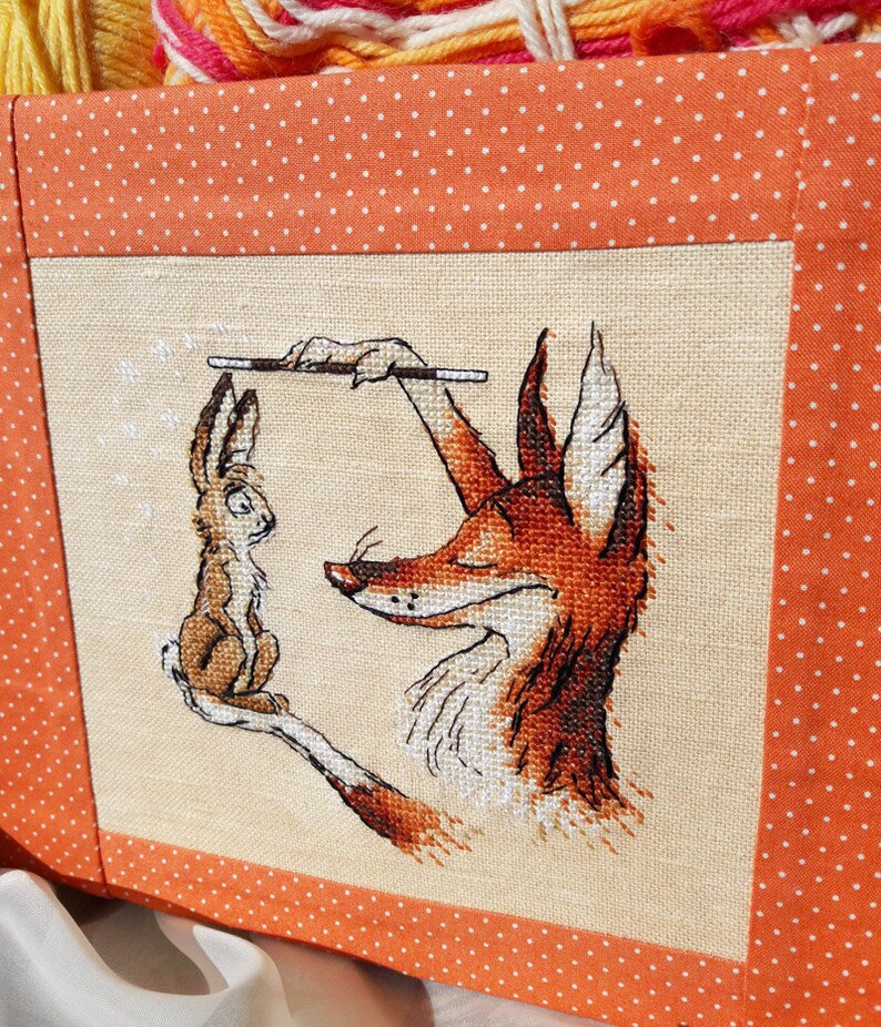 Fox magician with rabbit cross stitch pattern funny fox | Etsy