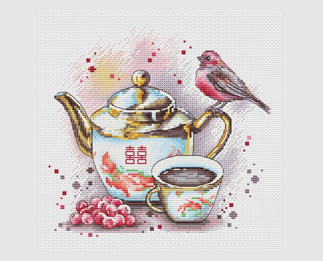 Chinese Teapot Cross Stitch Pattern Tea Cup Pattern Pdf Cross Stitch ...