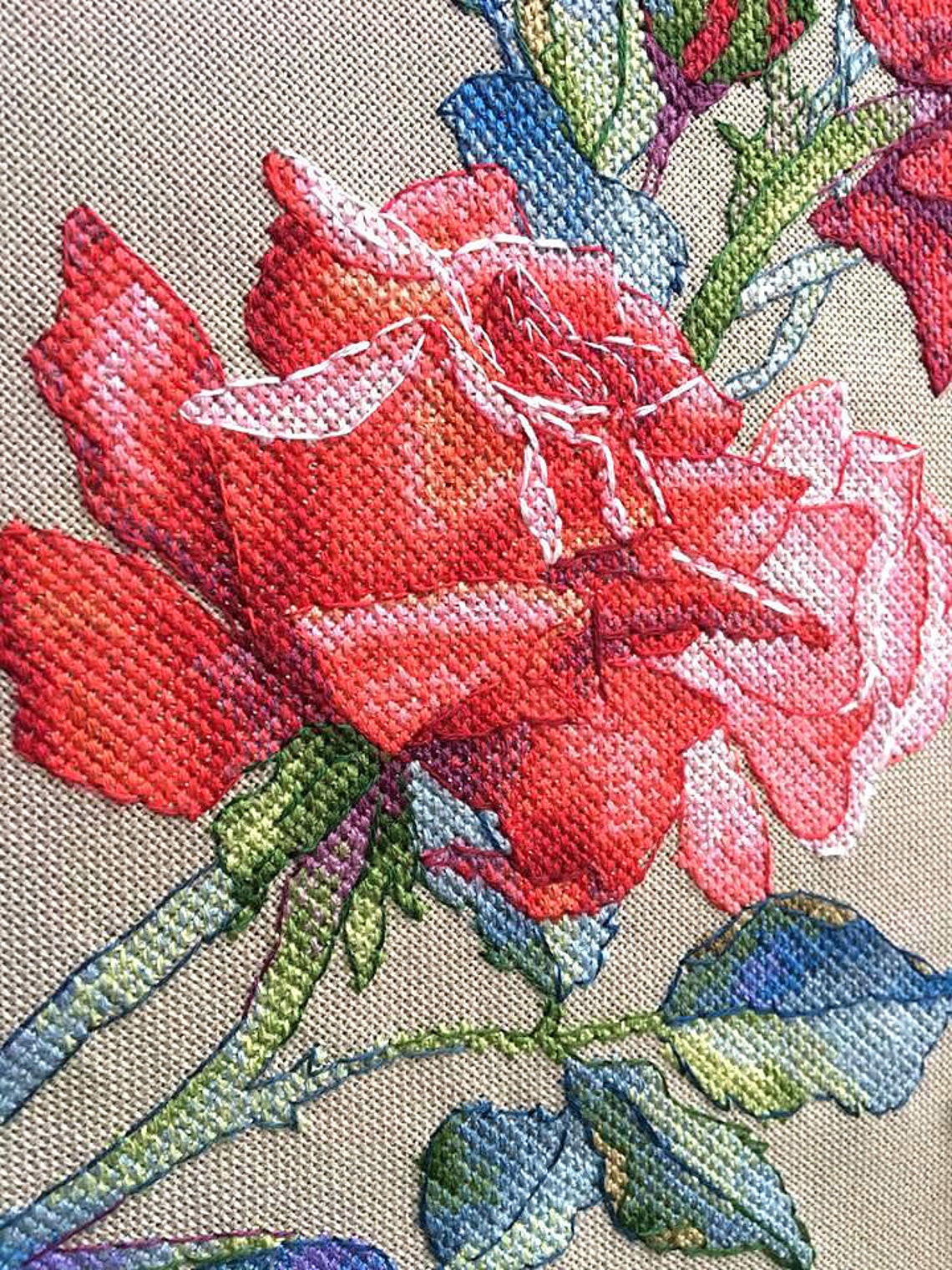 Cross Stitch Red Roses Cross Stitch Two Roses Wedding Gift Cross Stitch ...