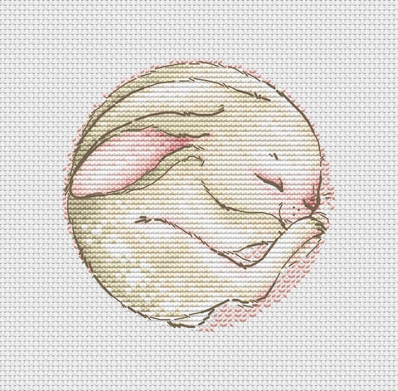 White Rabbit Cross Stitch Pattern Sleeping Baby Cross Stitch | Etsy