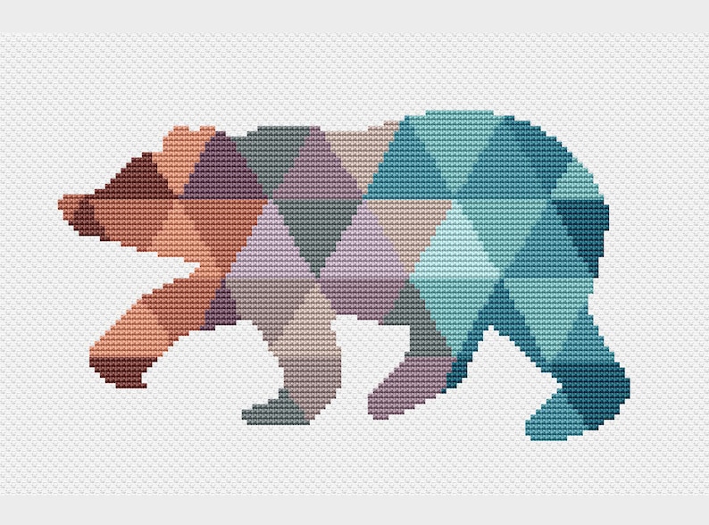 Geometrical Pattern Bear Cross Stitch Pattern Triangular Bear - Etsy