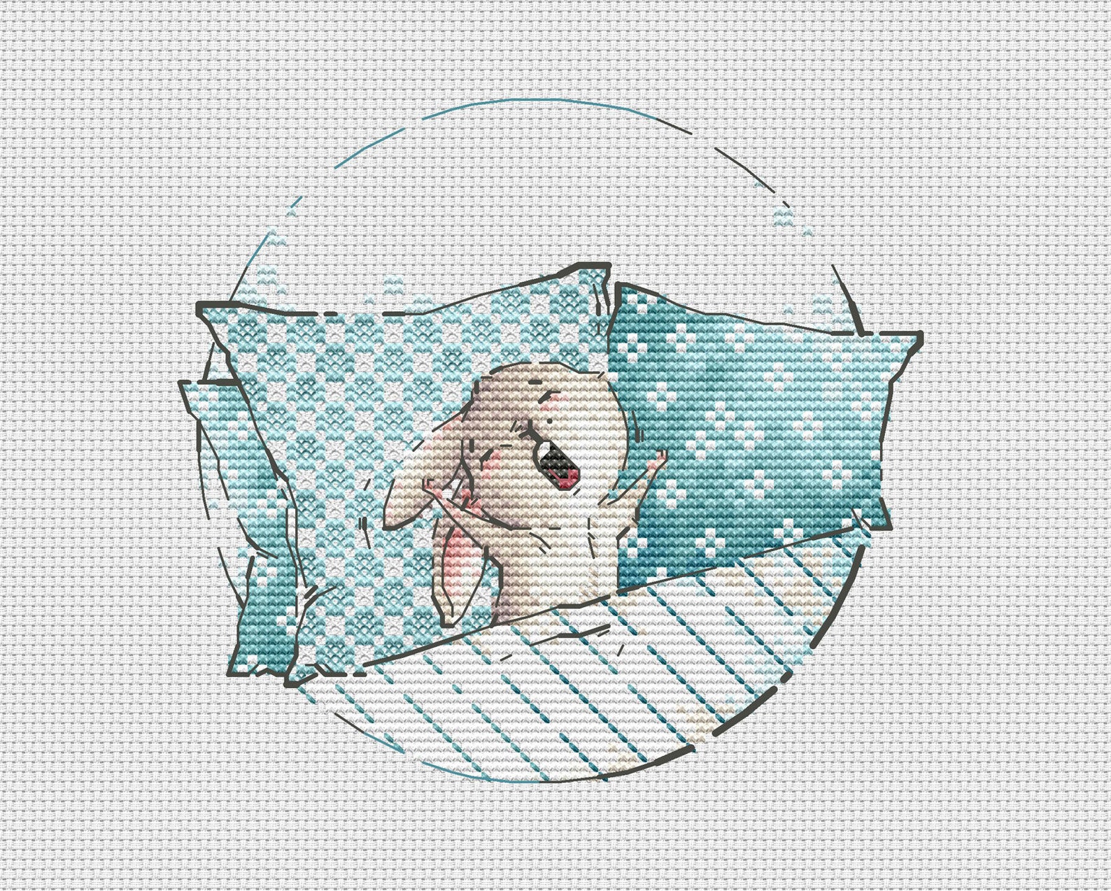 Bunny in Bed Cross Stitch Pattern Yawning Baby Cross Stitch Good Night ...