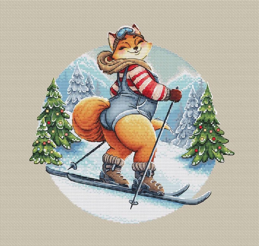 Fox on Skis Cross Stitch Pattern - Etsy