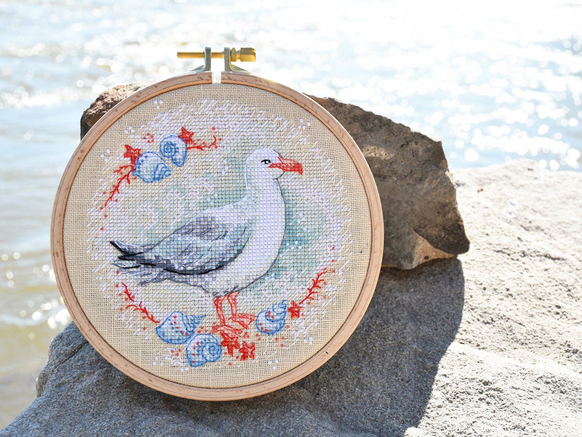 Two Versions Color & B/W Symbols Seagull Cross Stitch Pattern Instant ...