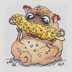Pug Eating Corn Cross Stitch Pattern - Etsy