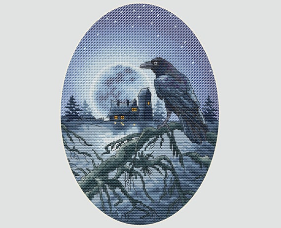Mystical Raven Cross Stitch Pattern | Etsy