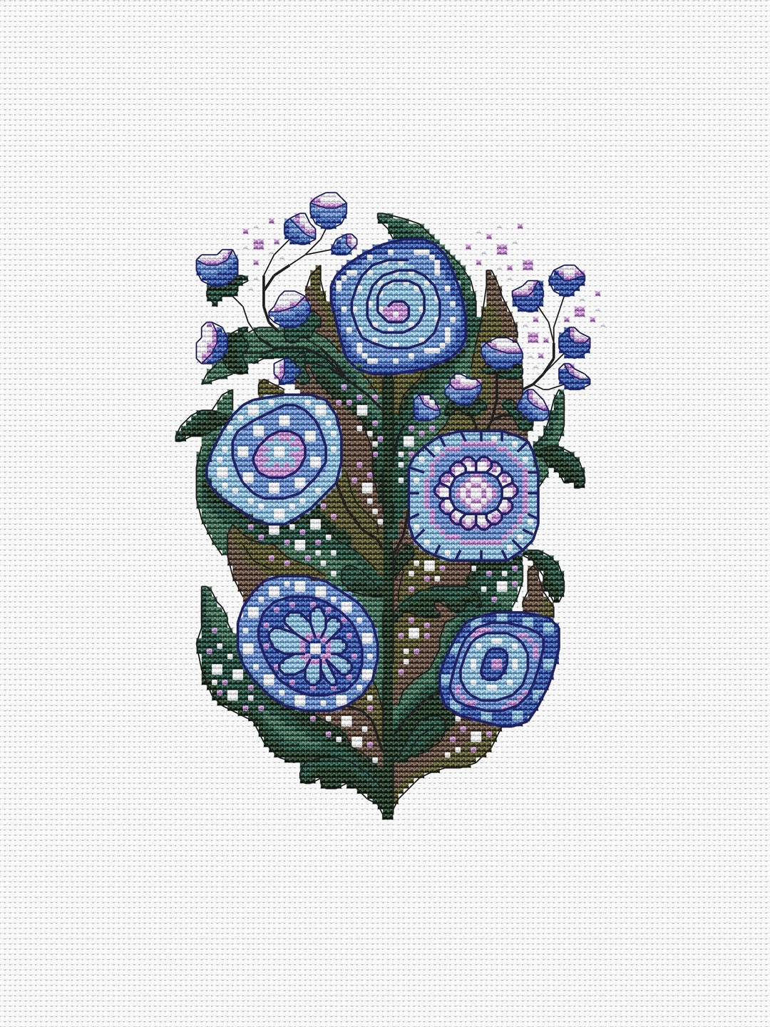 Blue Flowers Cross Stitch Pattern - Etsy