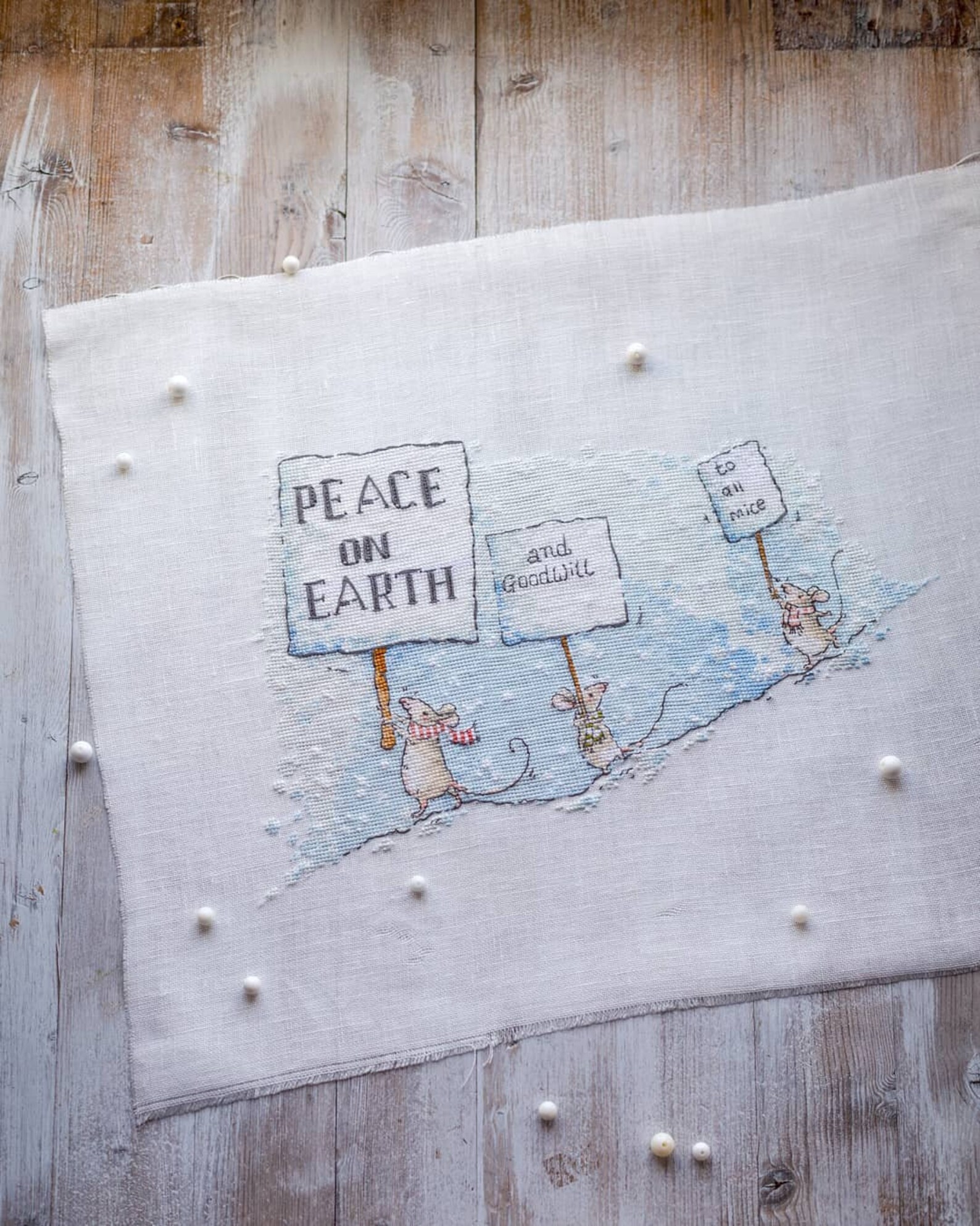 Cute White Mice Cross Stitch Pattern Little Mouse Cross Stitch Peace on ...