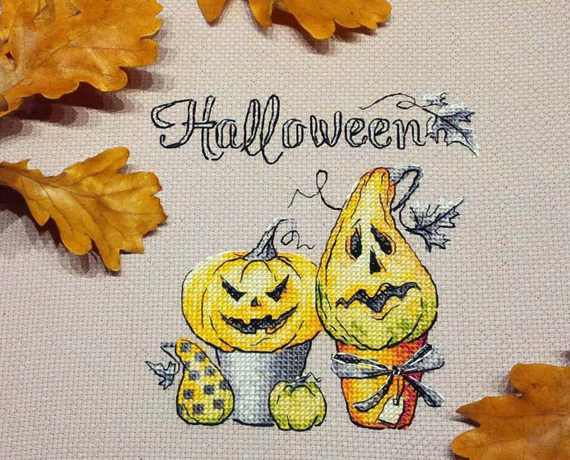 Spooky Pumpkin Cross Stitch Pattern Halloween Pattern Pdf Home | Etsy