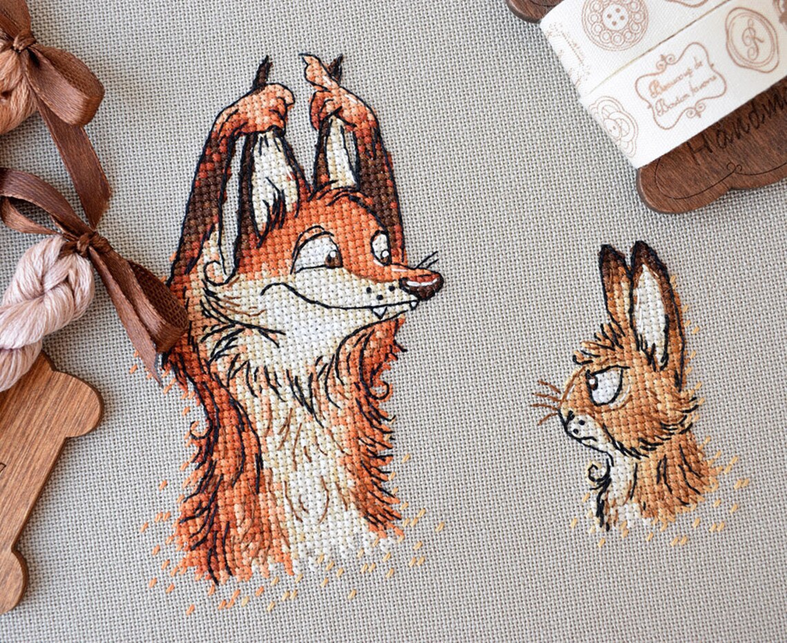 Fox and Rabbit Cross Stitch Pattern Fox and Bunny Friends | Etsy UK