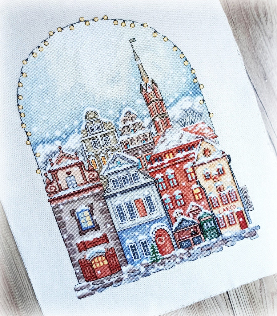 Christmas City Cross Stitch Pattern Winter City Cross Stitch - Etsy