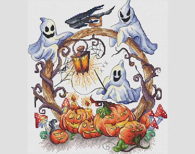 Spooky Ghosts Cross Stitch Pattern Halloween Cross Stitch Pattern ...