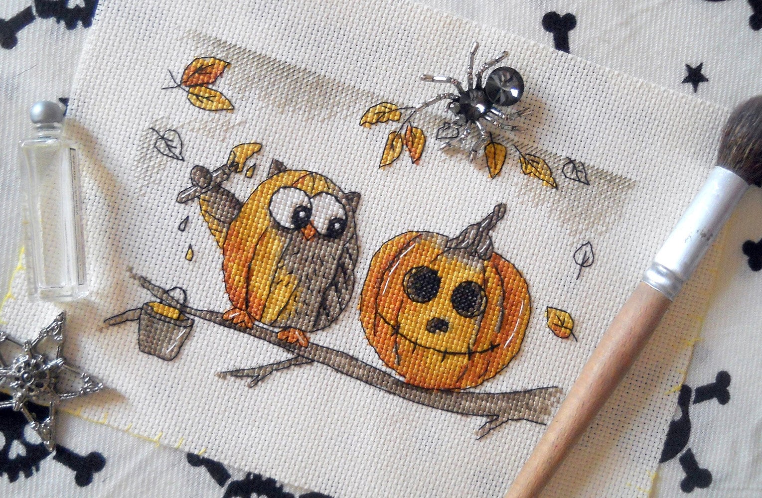Cute Halloween Cross Stitch Pattern Owl Cross Stitch Pumpkin Cross ...