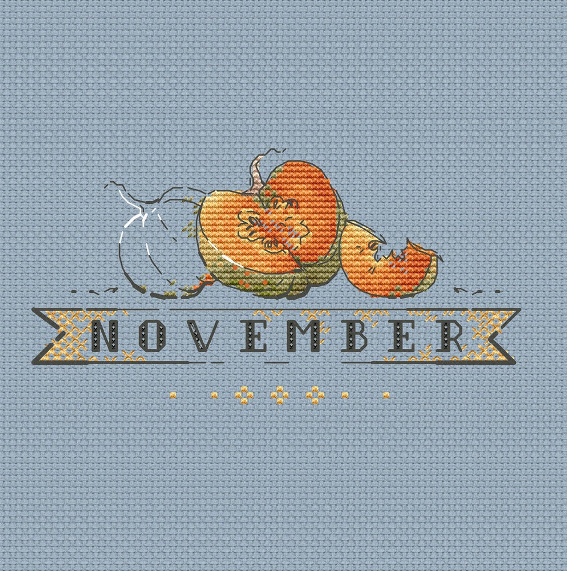 Pumpkin Cross Stitch Pattern Calendar Cross Stitch November - Etsy