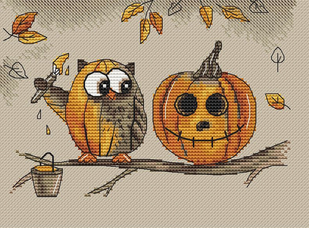Cute Halloween Cross Stitch Pattern Owl Cross Stitch Pumpkin Cross ...