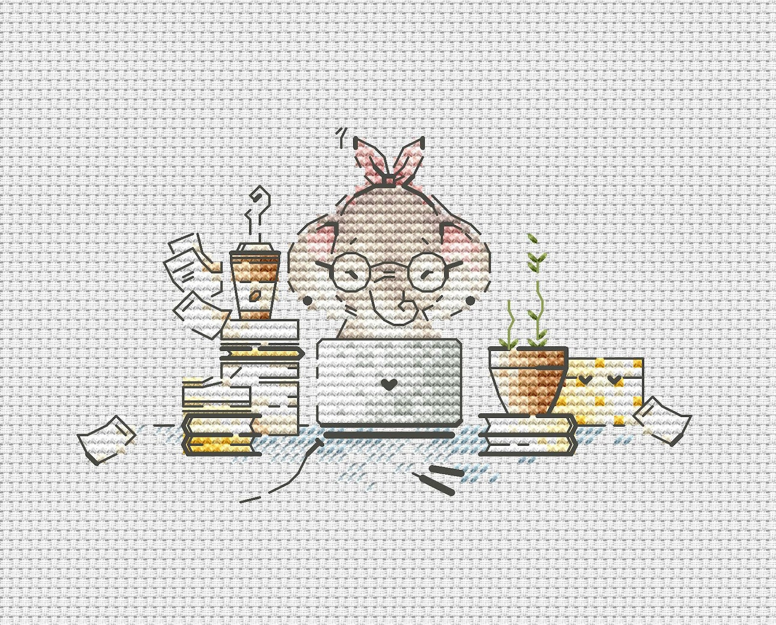 Girl With Laptop Cross Stitch Pattern Girl Boss Cross Stitch Elephant ...