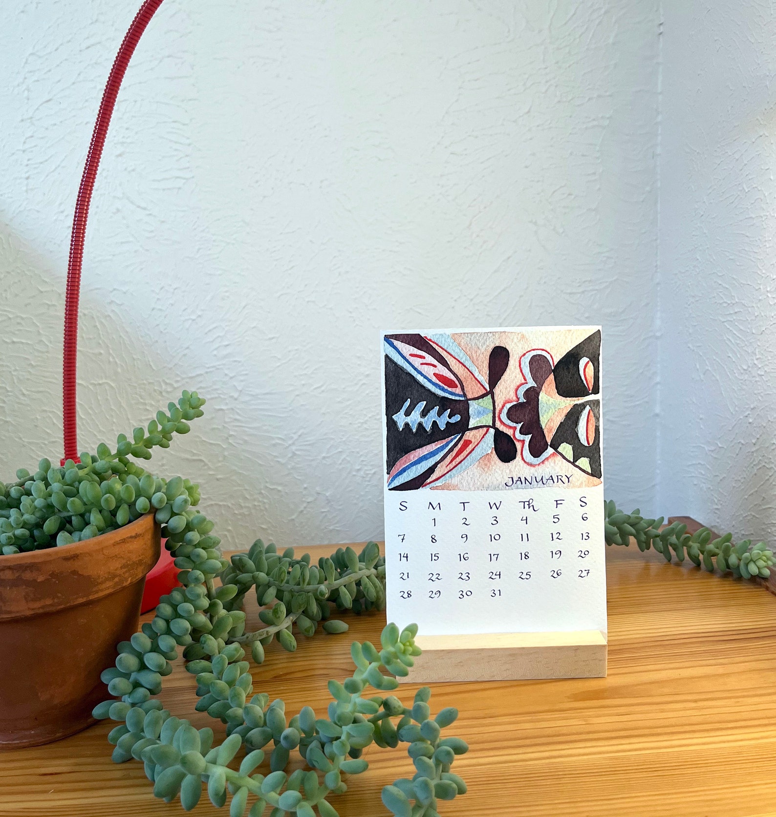 Hand-lettered 2024 Desk Calendar, Watercolor and Calligraphy Calendar ...