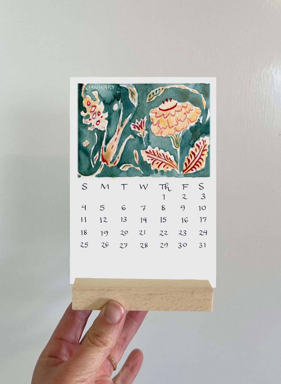 Hand-lettered 2026 Desk Calendar, Watercolor and Calligraphy Calendar ...