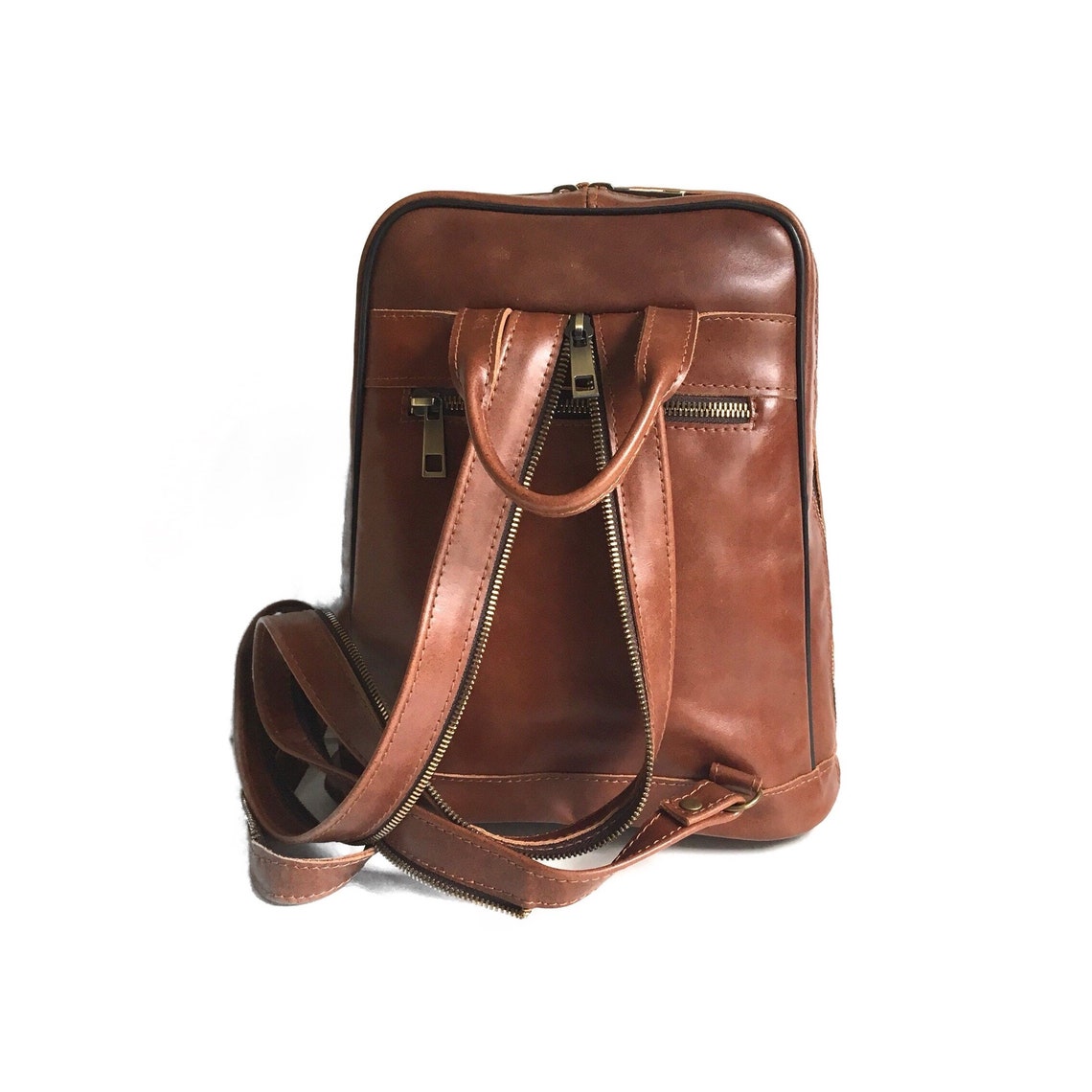 Leather Women Backpack Shoulder Bag Medium Size Brown Rucksack | Etsy