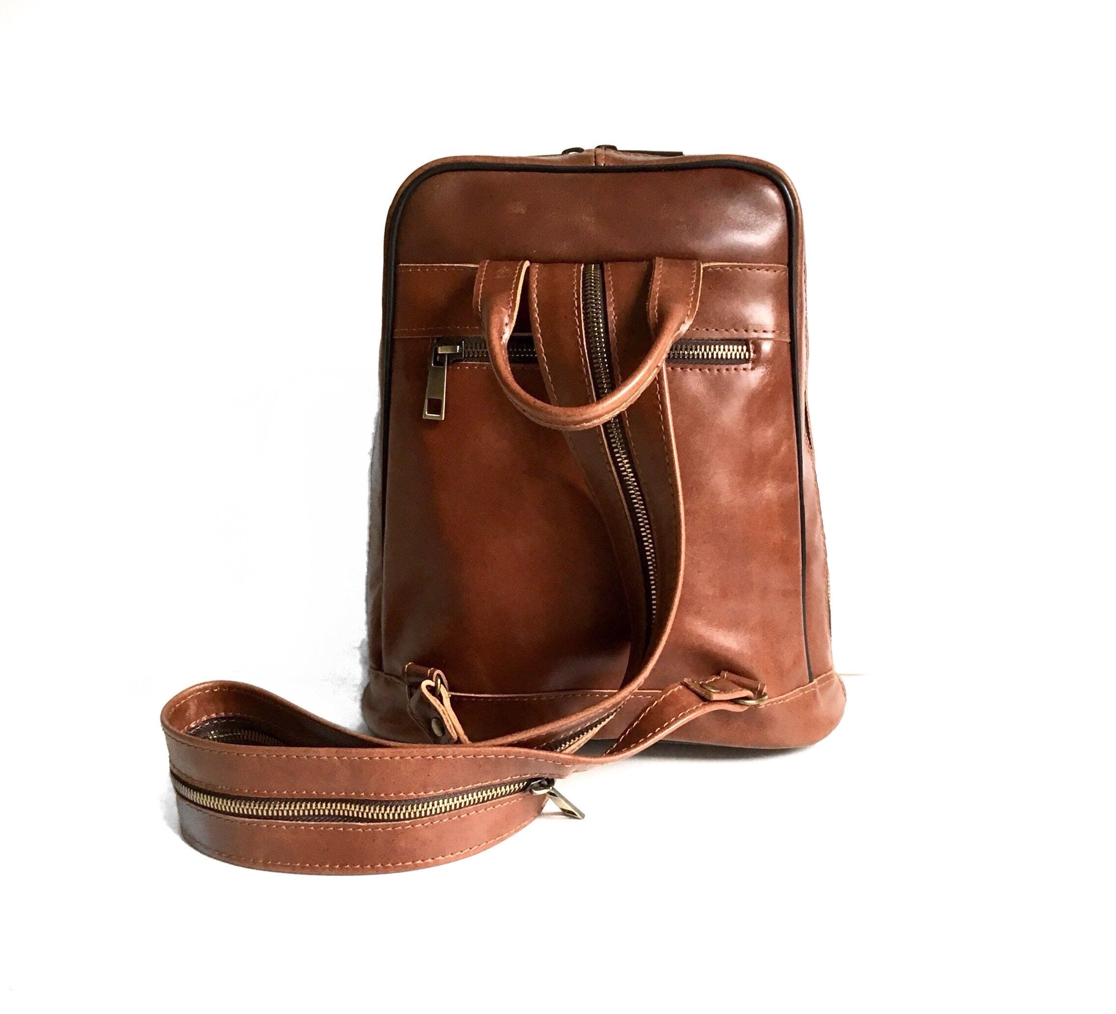 Leather Women Backpack Shoulder Bag Medium Size Brown Rucksack - Etsy