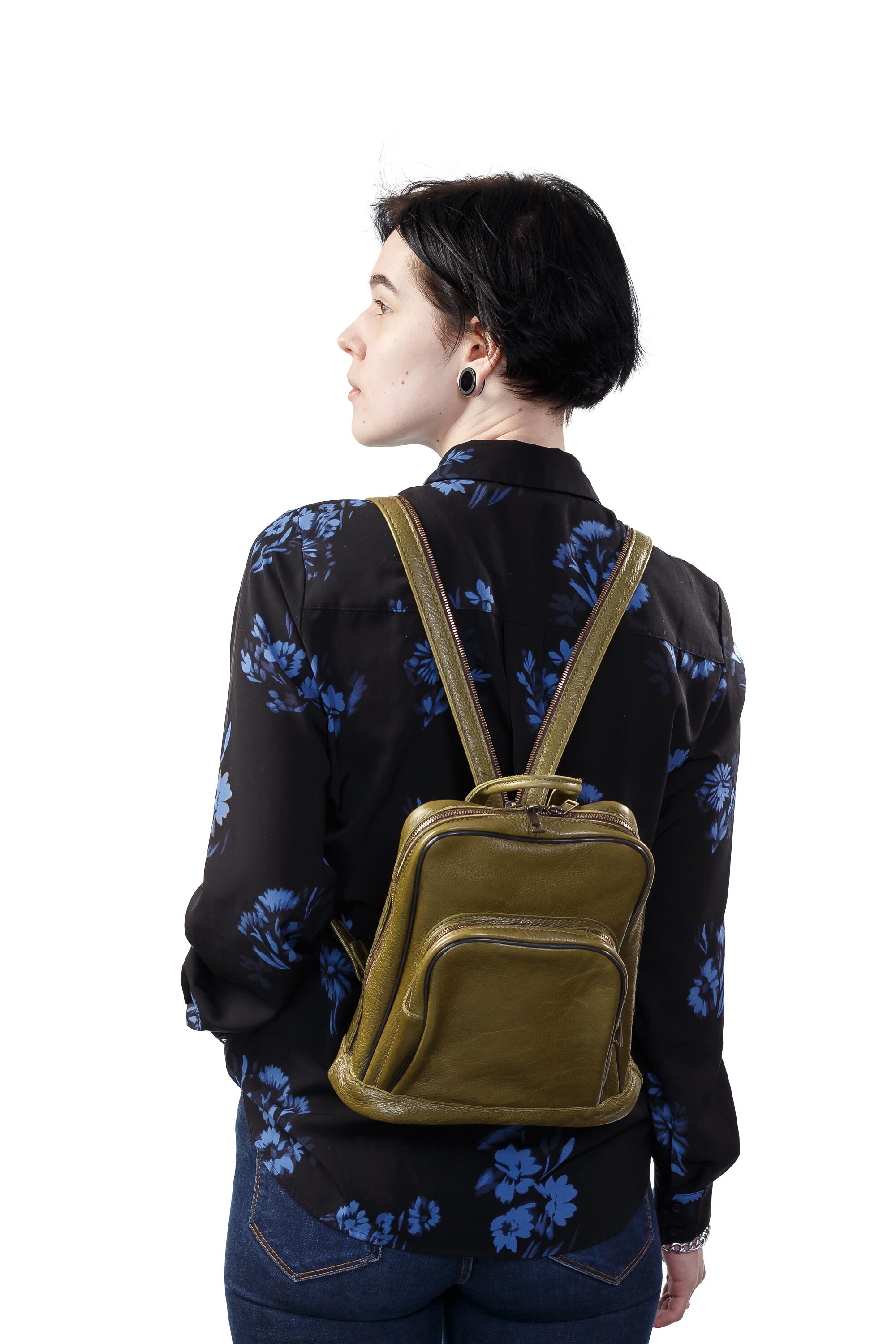 Leather Backpack for Women Small Shoulder Bag Medium Size | Etsy