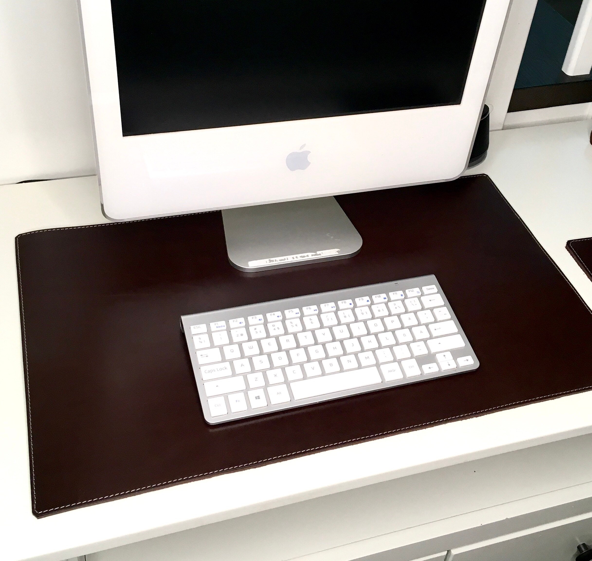 Dark Brown PERSONALIZED LEATHER TABLE Mat Leather Mousepad Set of Table ...