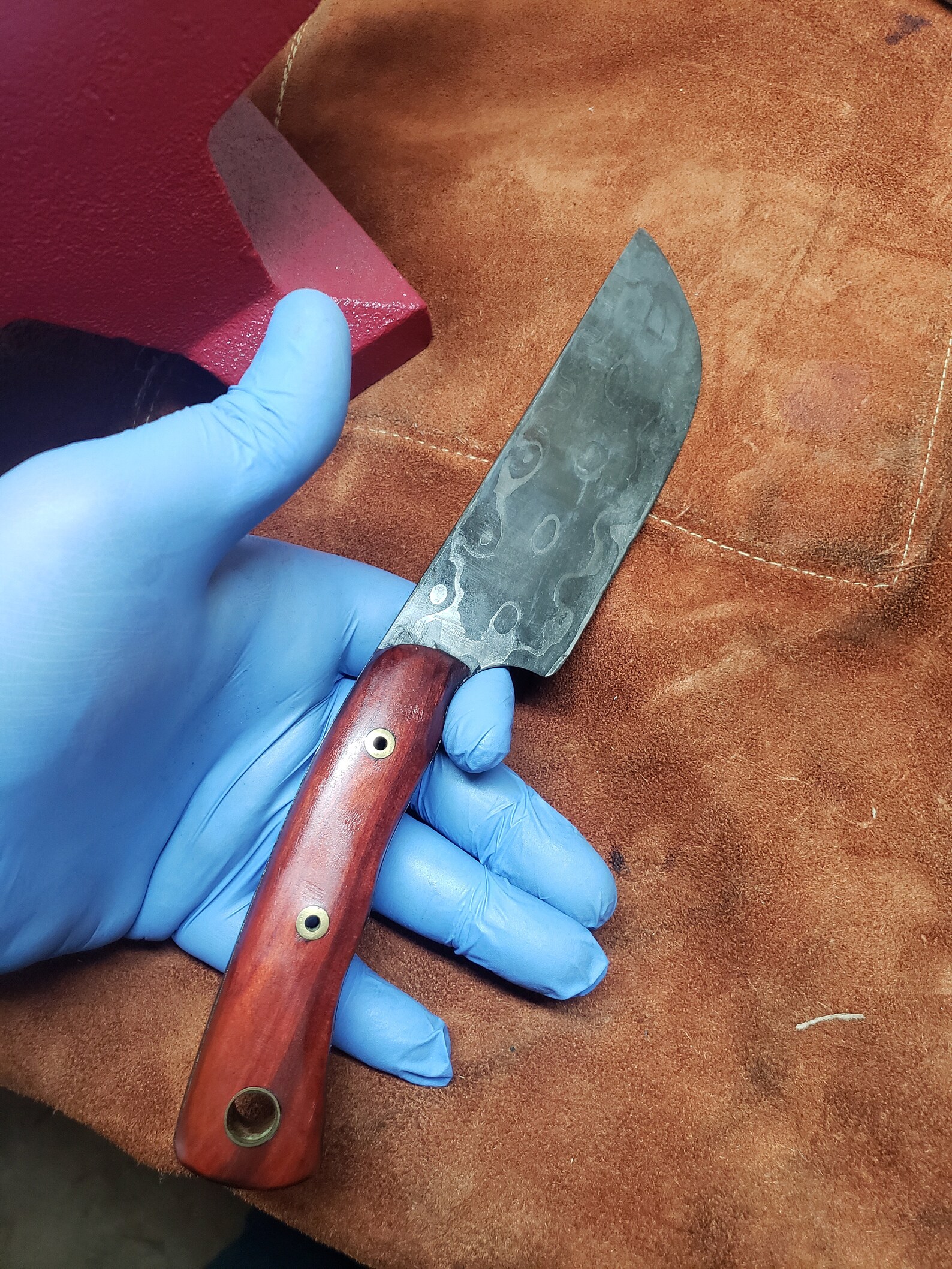 Hand Forged Damascus Camp Knife With Leather Sheath - Etsy