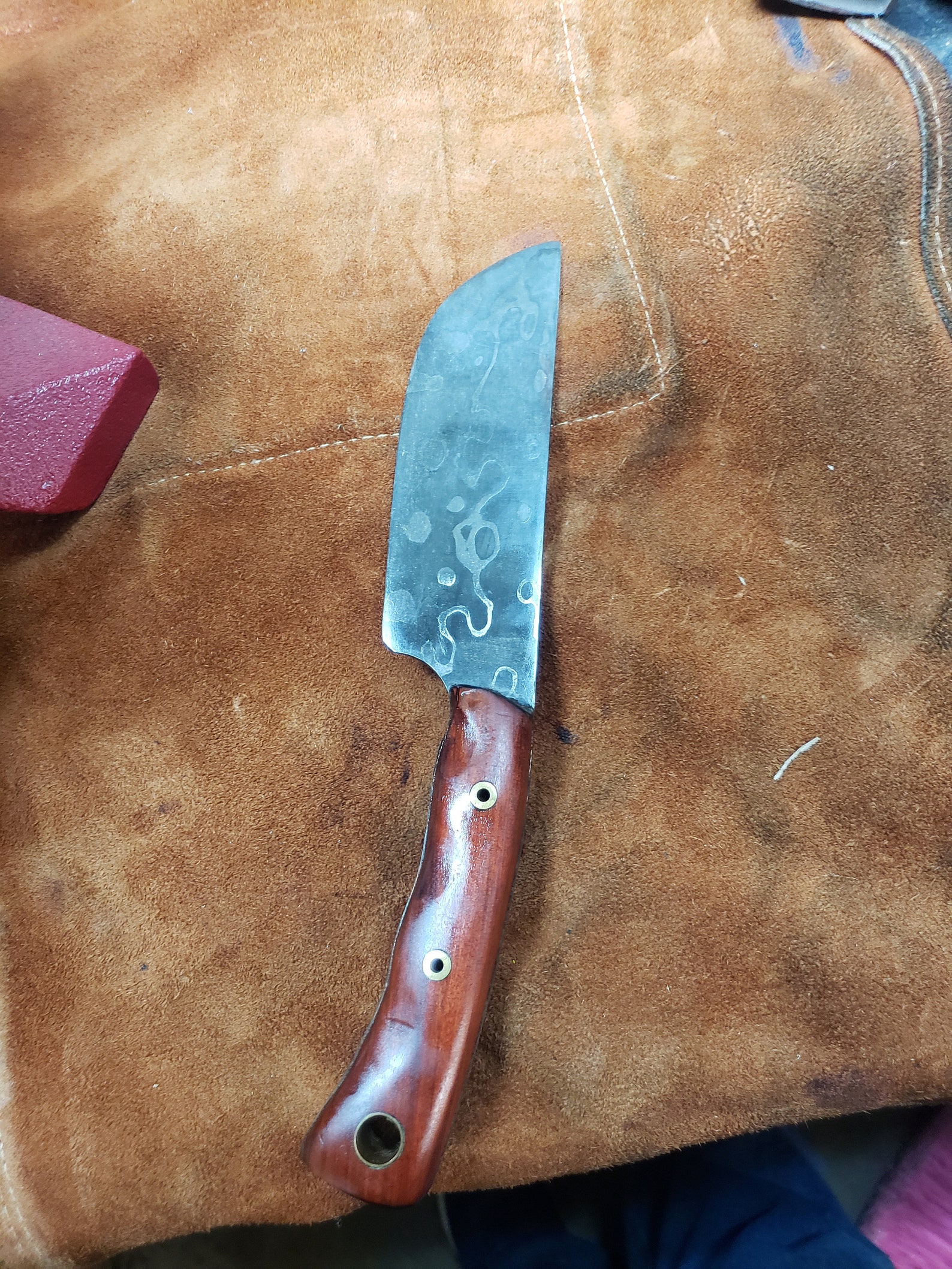 Hand Forged Damascus Camp Knife With Leather Sheath - Etsy