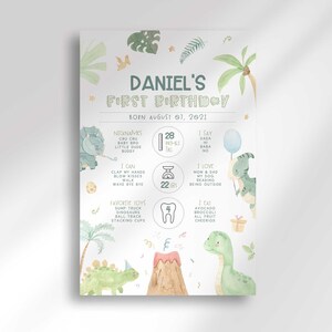 Editable Dinosaur Birthday Board Template Instant Download for First ...