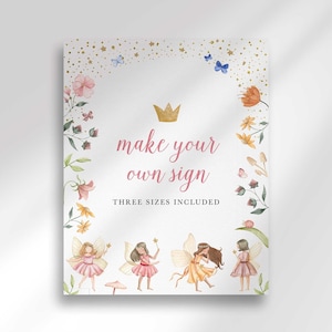 Editable Fairy Birthday Party Sign to Edit at Corjl.com | Create Your ...