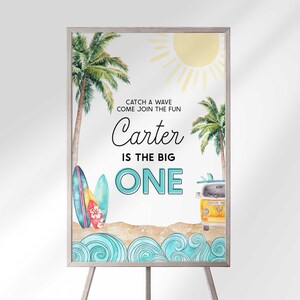 Editable Surf Birthday Welcome Sign Instant Download the Big One ...
