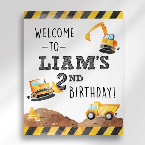 Editable Construction Birthday Welcome Sign Digital Download - Etsy