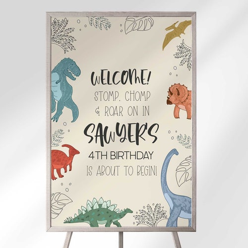 Editable Dinosaur Welcome Poster Template for Instant Download - Etsy