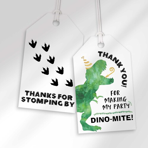 Dinosaur Thank You Tags for Birthday Party Favor Goody & - Etsy