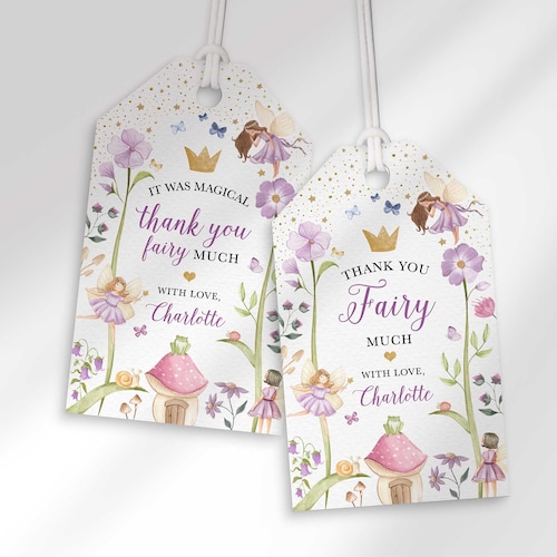 Editable Fairy Birthday Fold Over Labels to Edit at Corjl.com - Etsy
