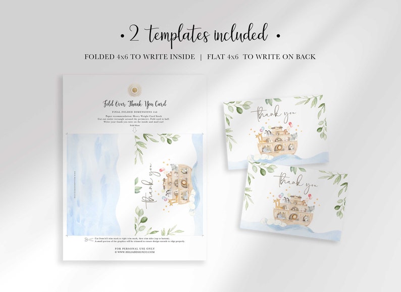 Noah's Ark Thank You Card Instant Digital Download - Etsy