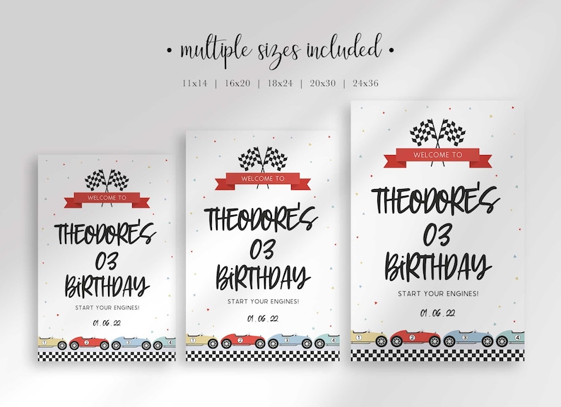 Editable Race Car Welcome Sign Template for Instant Download - Etsy