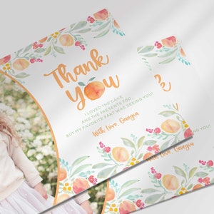 Peach Thank You Card Template With Photo (digital Download) - Etsy
