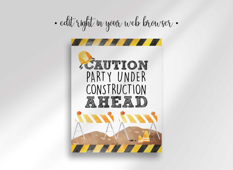 Construction Birthday Party Signs: Editable 8x10 (digital Download) - Etsy