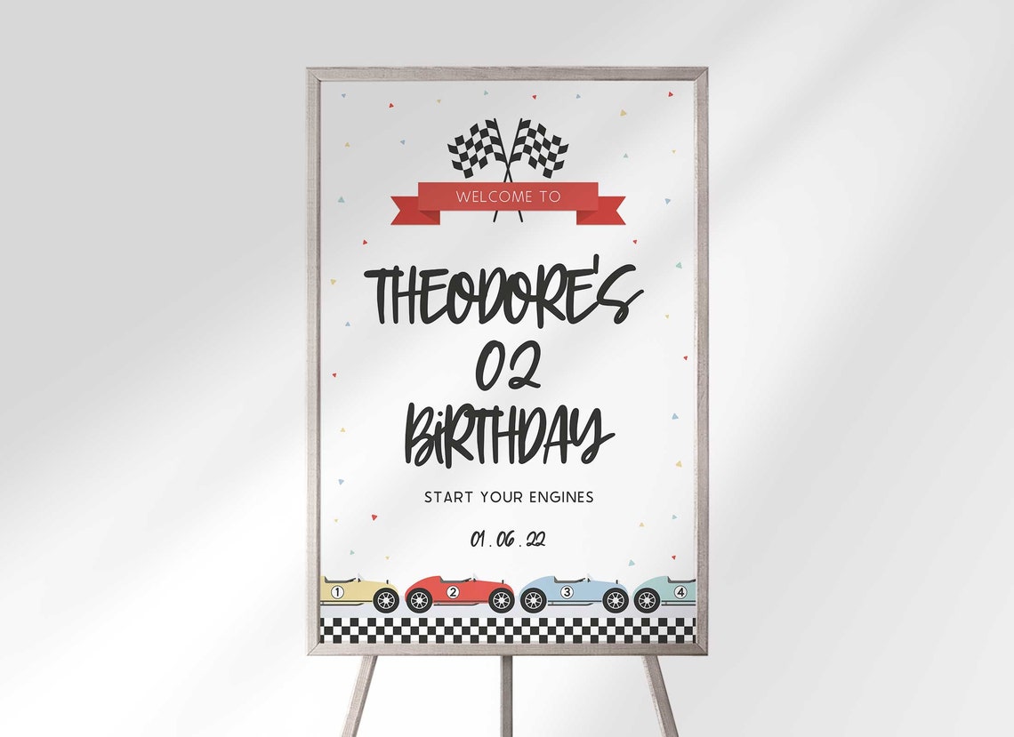 Editable Race Car Welcome Sign Template for Instant Download - Etsy