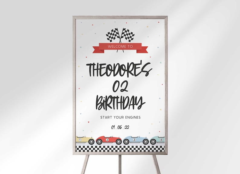 Editable Race Car Welcome Sign Template for Instant Download - Etsy