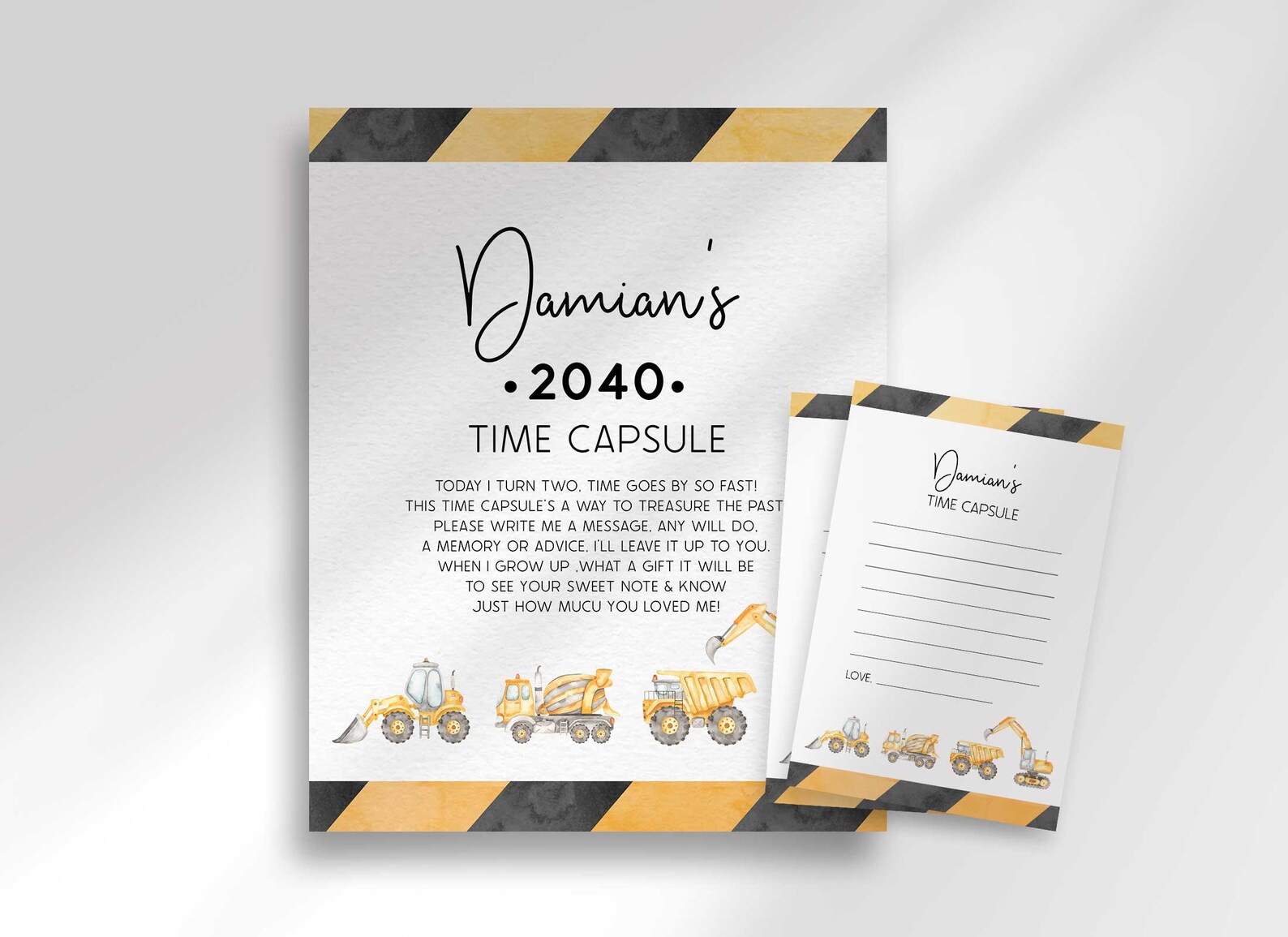 Editable Construction Birthday Time Capsule Sign for Digital Download ...