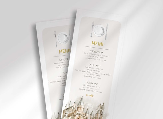 Editable Wizard Menu Card to Edit at Corjl.com | Chosen One Menu ...
