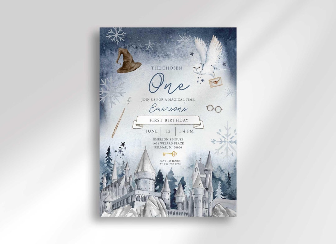 Wizard Winter Birthday Invitation Template - Editable Digital Download ...