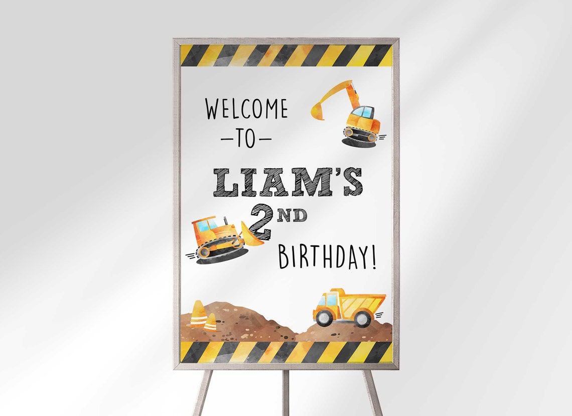 Editable Construction Birthday Welcome Sign (digital Download) - Etsy